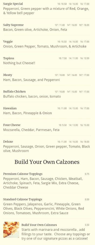 Menu at Sergeant Pepperoni's Pizzeria - Bearden, Knoxville, Kingston Pike