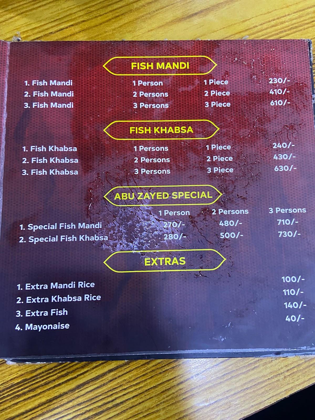 Menu at Abu Zayed Bait Al Mandi, Hyderabad, 1st floor
