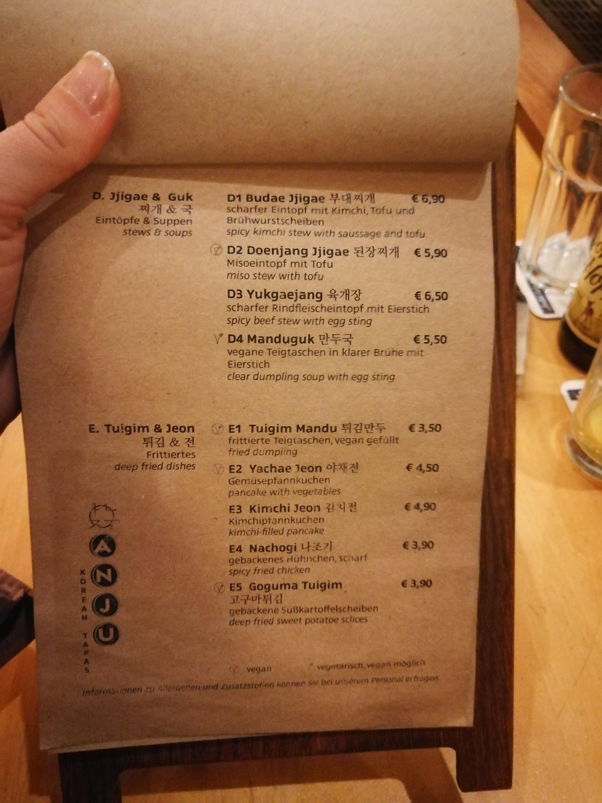 Speisekarte von Anju pub & Bar, Köln