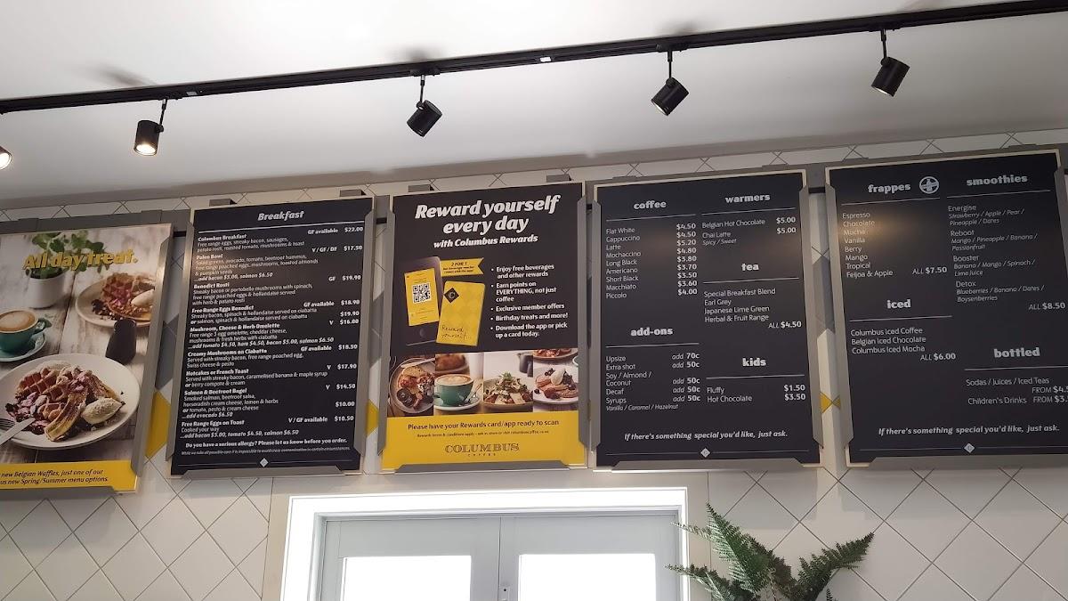 Menu at Columbus at Mitre 10 Gisborne cafe, Gisborne