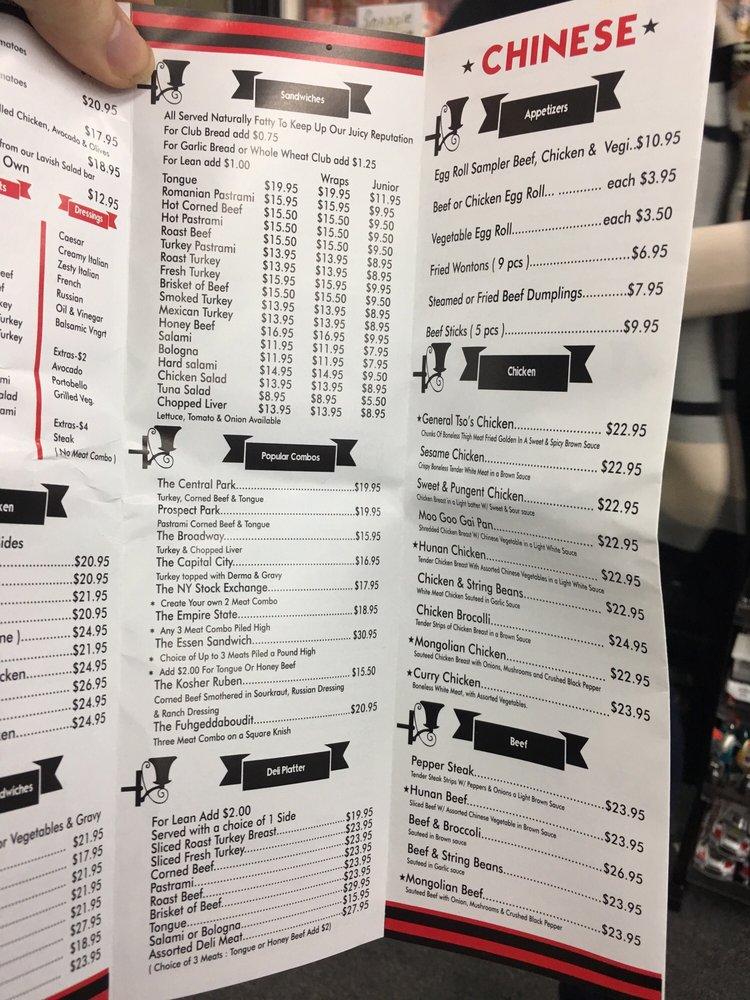 Menu at Essen NY Deli restaurant, New York City, Coney Island Ave