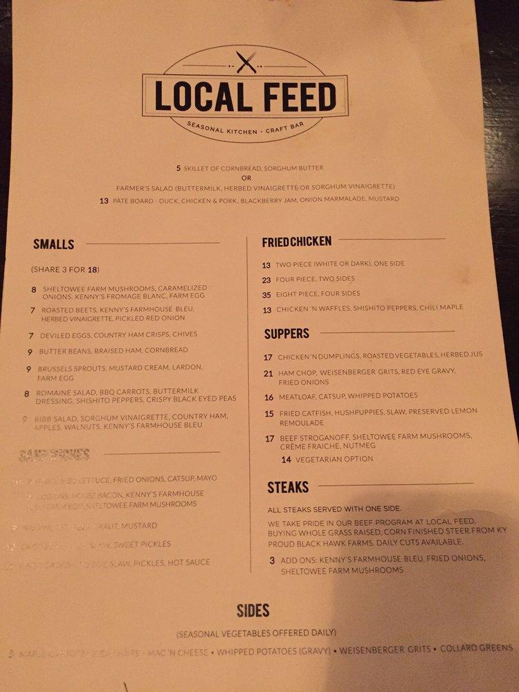 Menu at Local Feed restaurant, Georgetown