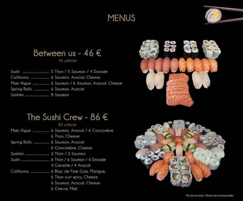 Menu at Sushi Crew restaurant, Montauroux