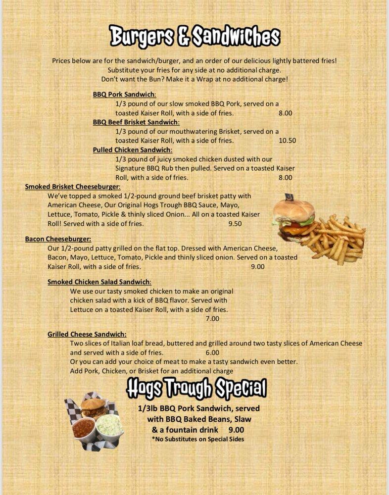 Menu at The Hog’s Trough BBQ, Grayson, KY-7