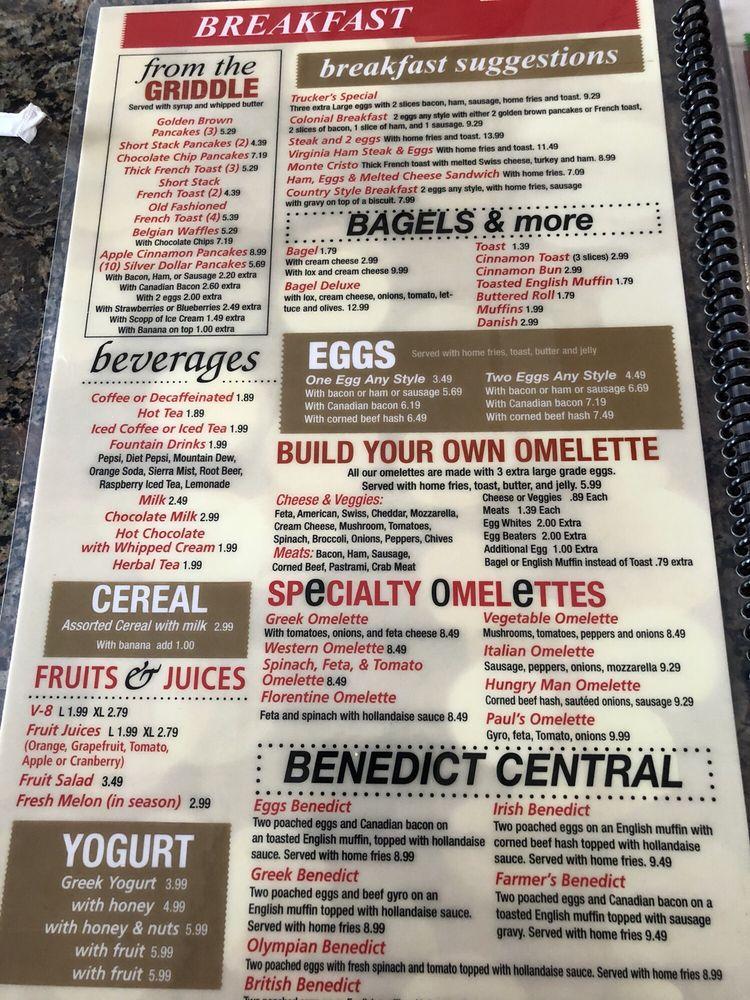 Menu at Colonie Diner restaurant, Albany, Central Ave
