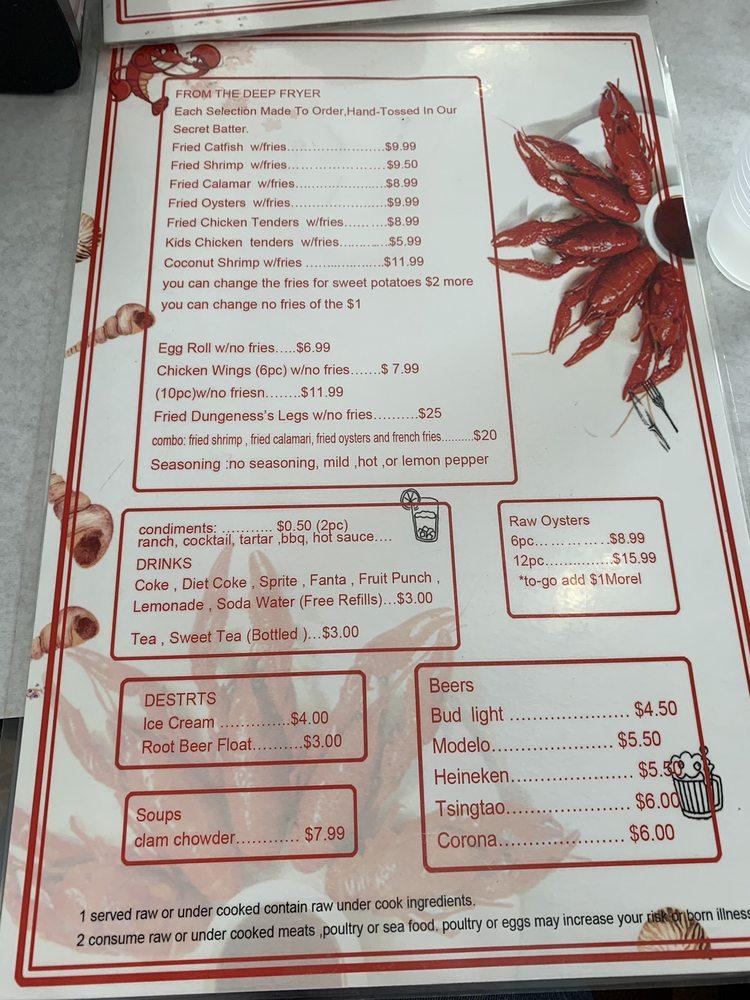 Menu at Crabby Crabby restaurant, San Leandro
