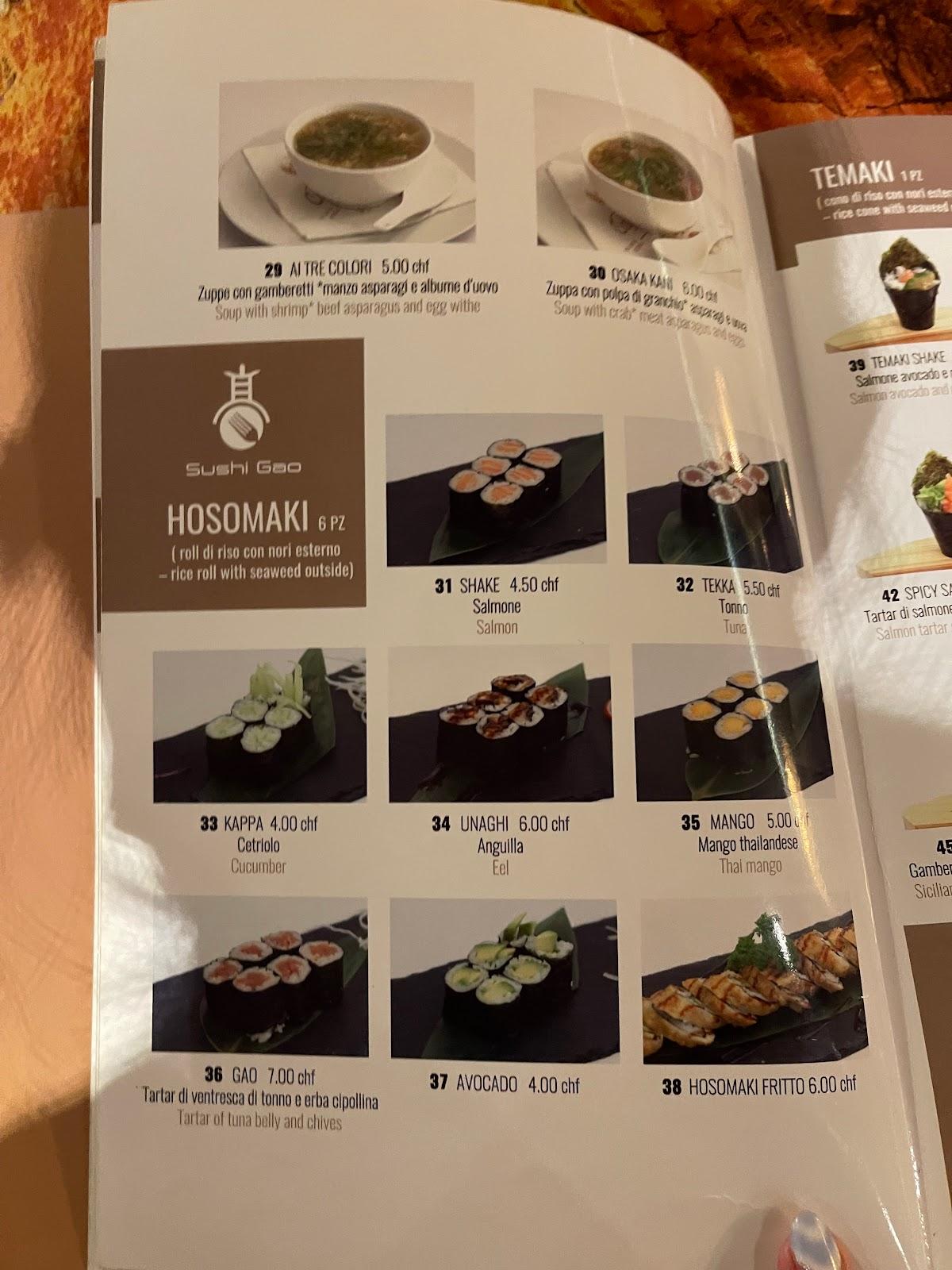 Menu at Hanami Sushi & Pizzeria ( Sushi Gao ), Campione d'Italia