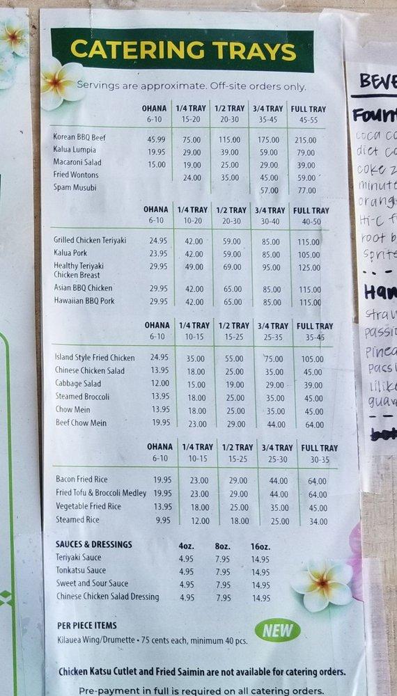 Menu at The Loft Hawaiian Restaurant, Torrance, Pacific Coast Hwy