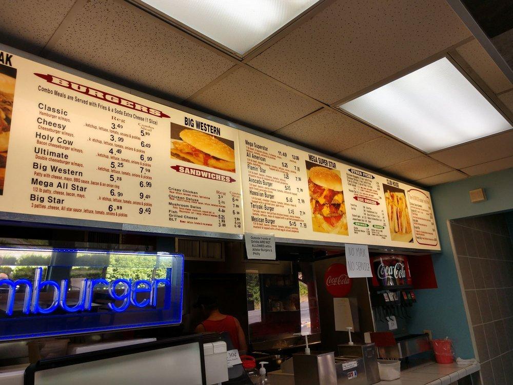 Menu at Allstar Burgers restaurant, Tacoma