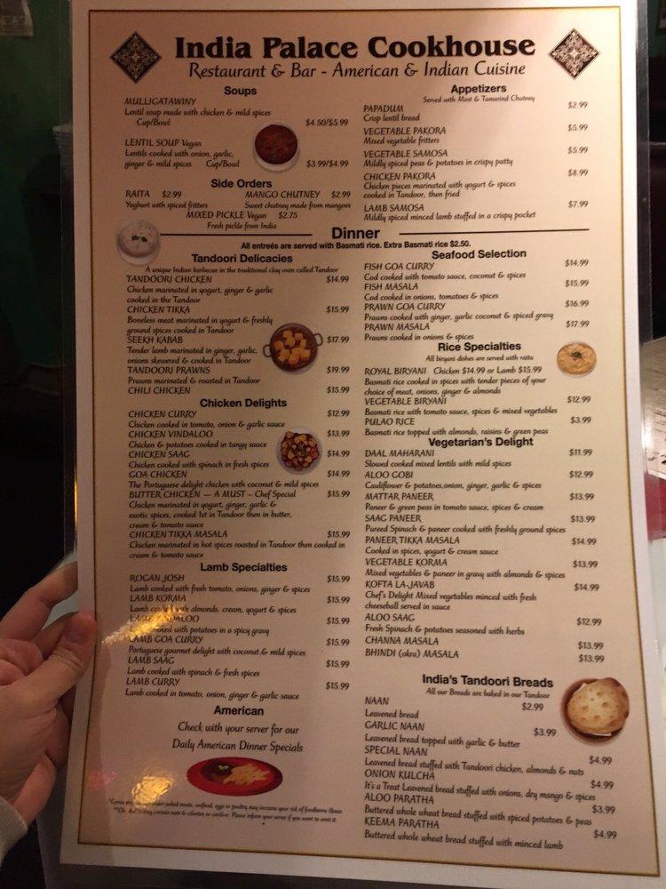 Menu at Indian Palace restaurant, Woodinville