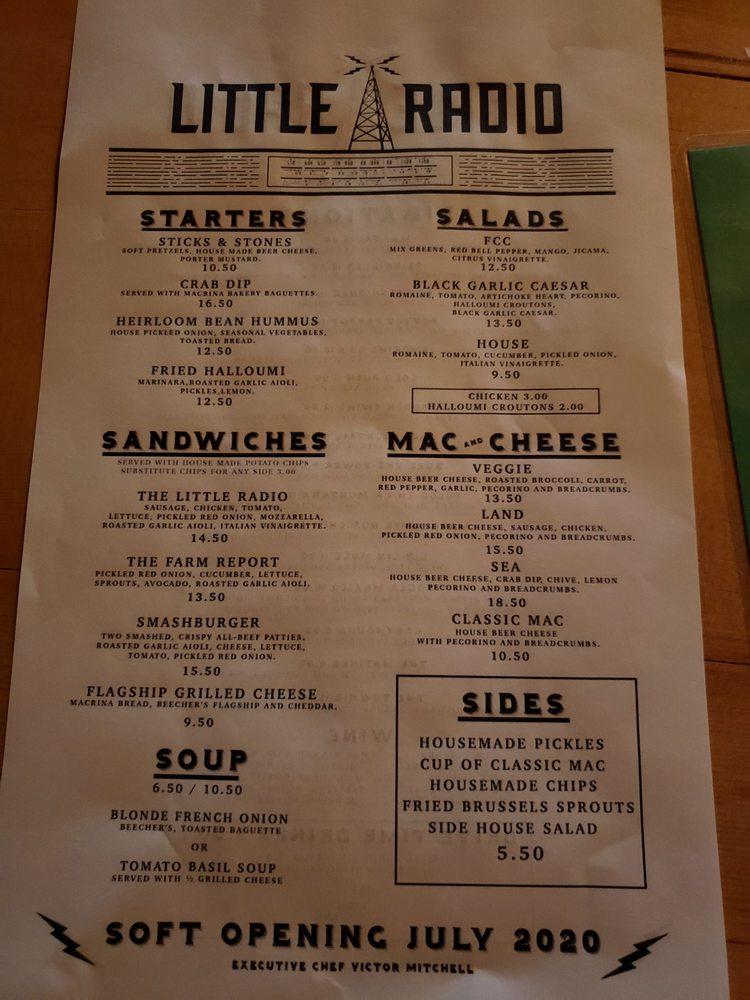 Menu at Little Radio pub & bar, Tacoma