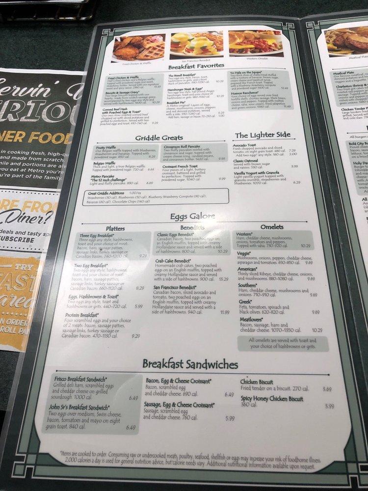 Menu at Metro Diner restaurant, The Villages