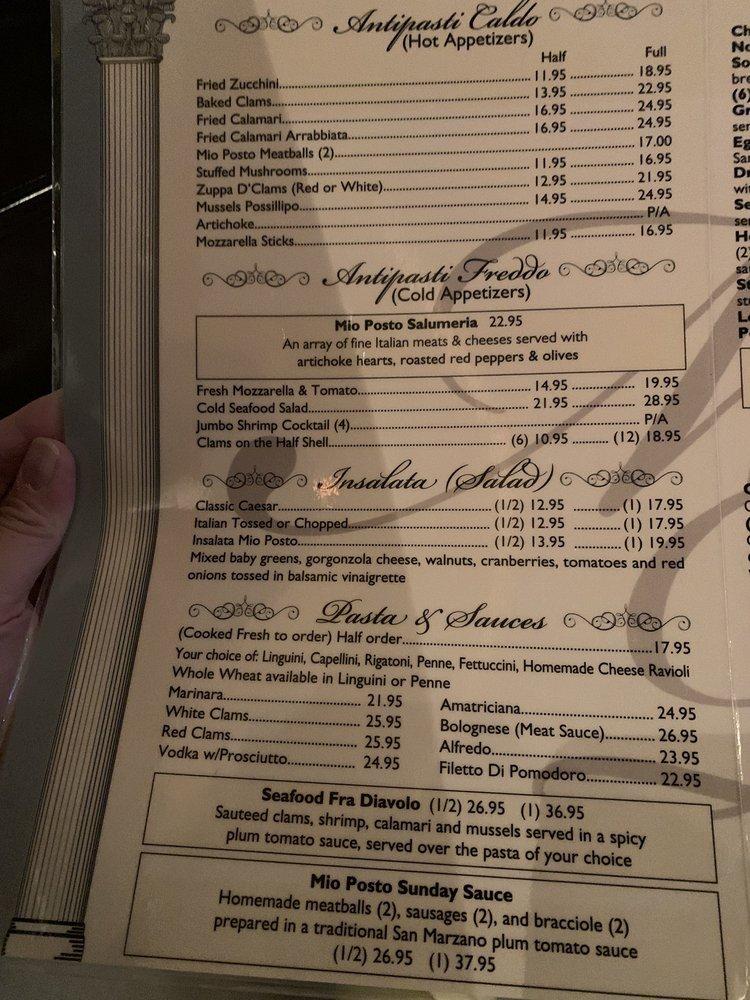 Menu at Mio Posto Merrick restaurant, Merrick