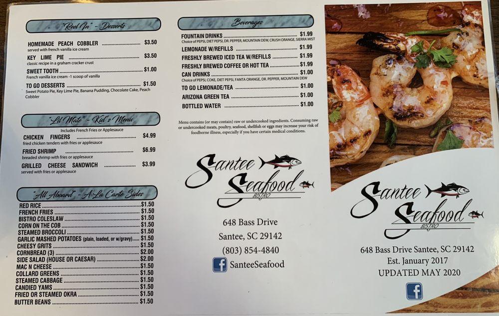 Menu at Santee Seafood Bistro pub & bar, Santee, 648 Bass Dr