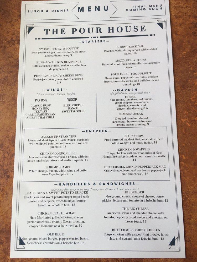 Menu at The Pour House pub & bar, Keene