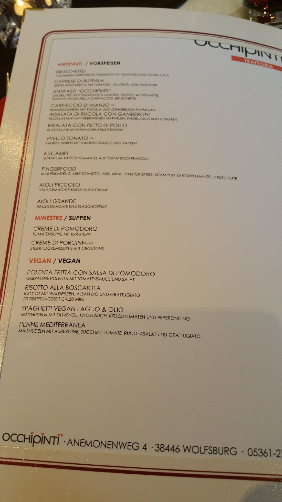 Speisekarte von Conca d ´oro restaurant, Wolfsburg, Anemonenweg 4