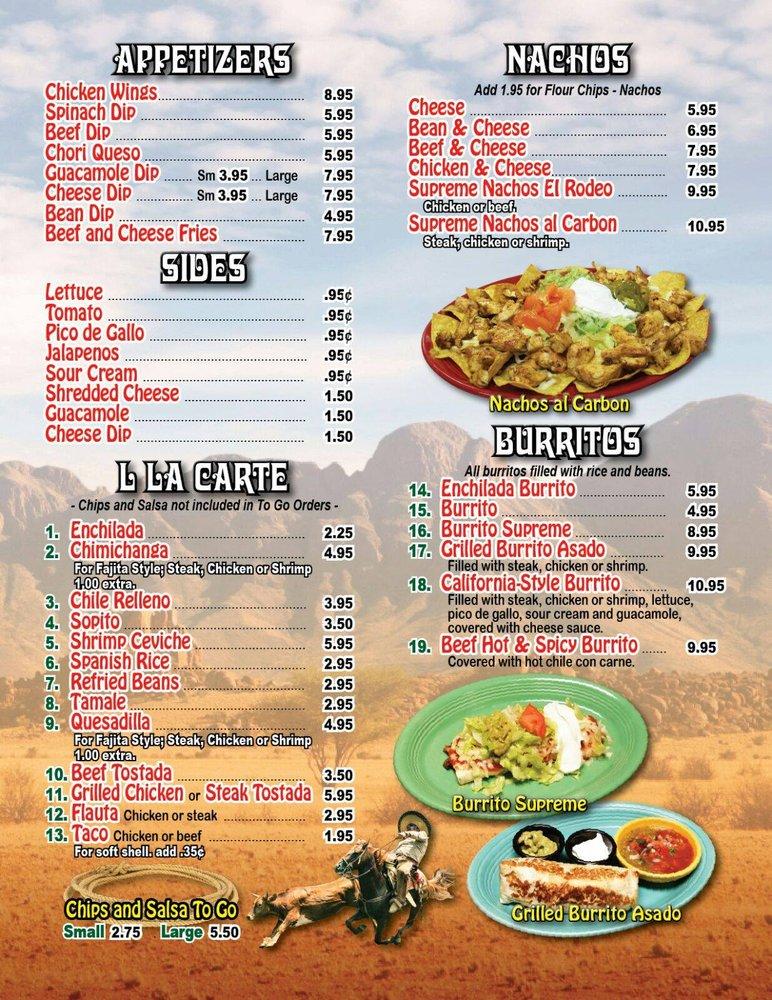 Menu at El Rodeo Mexican Restaurant - Robertsdale, Robertsdale