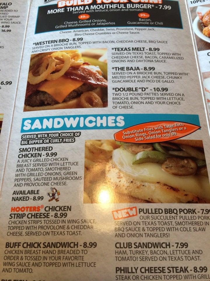 Menu at Hooters pub & bar, Lubbock, S Loop 289