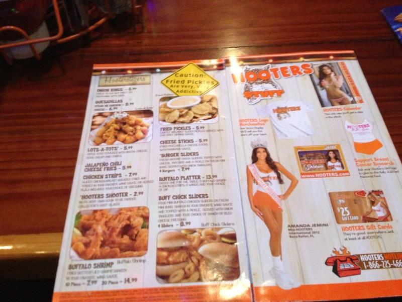 Menu at Hooters pub & bar, Indianapolis, E 82nd St