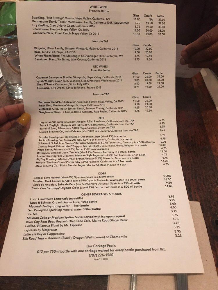 Menu at Kitchen Door pub & bar, Napa