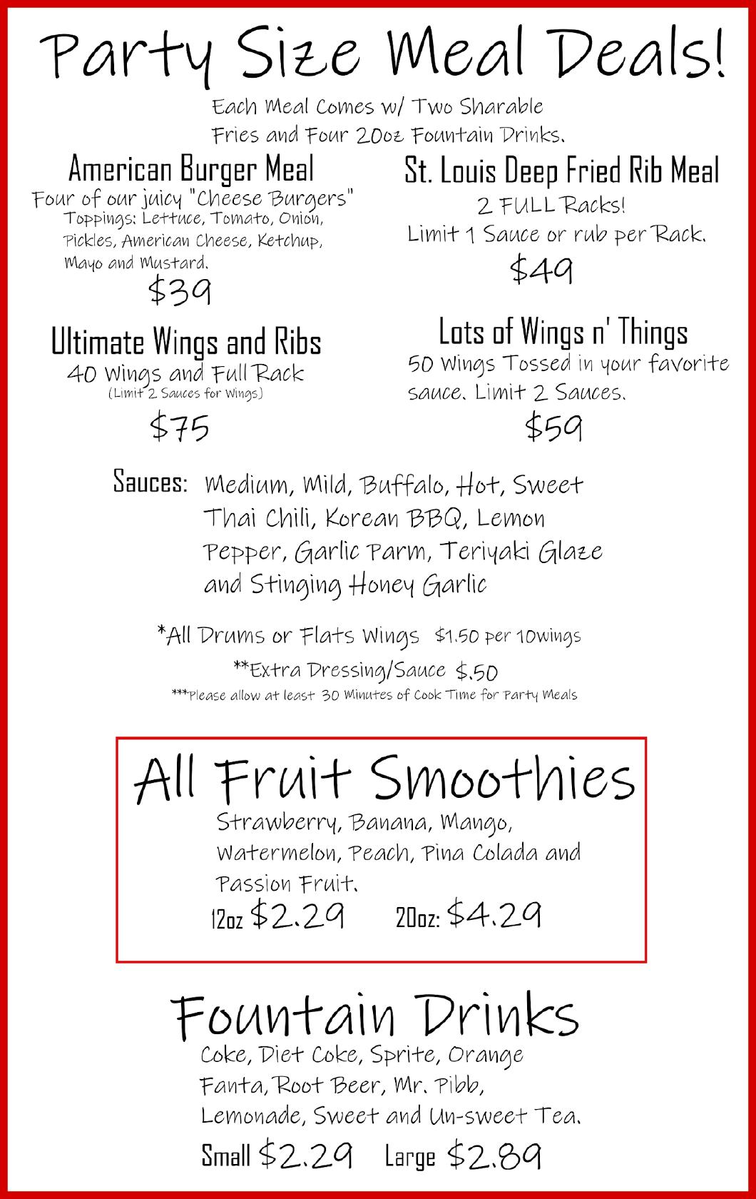 Carta del restaurante "The Pocket" Lane Side Grill, DeLand
