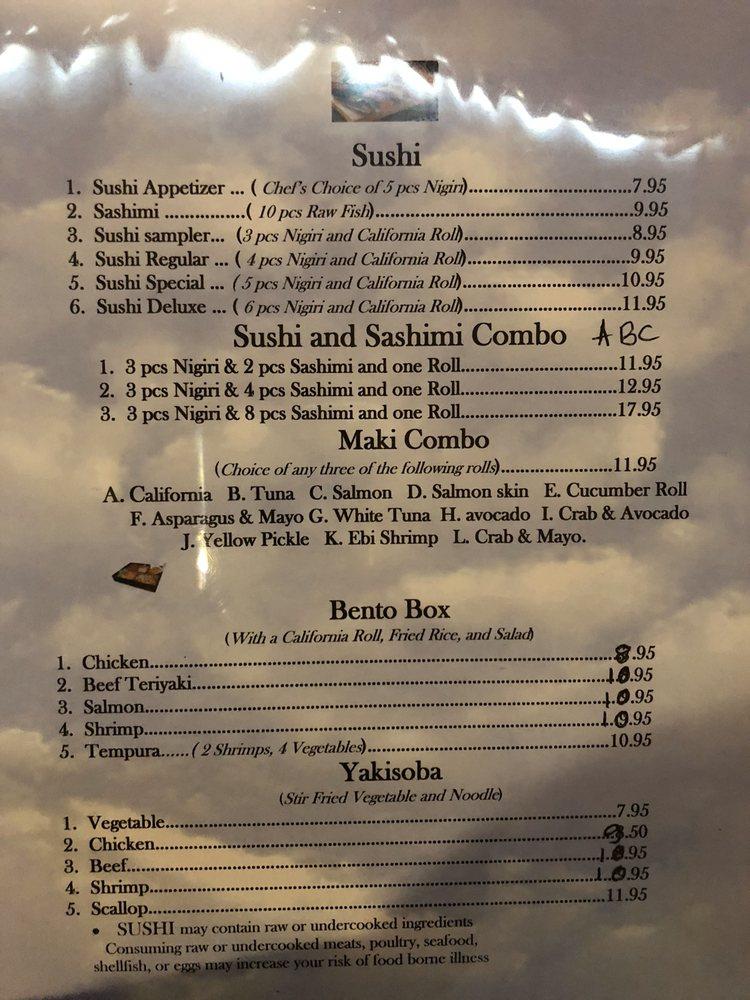 Menu at Hana Sushi restaurant, Gloucester Point