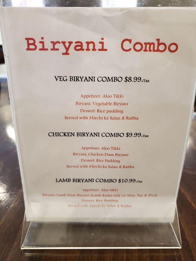 Carta del restaurante Hyderabad Biryani Hut, Toronto