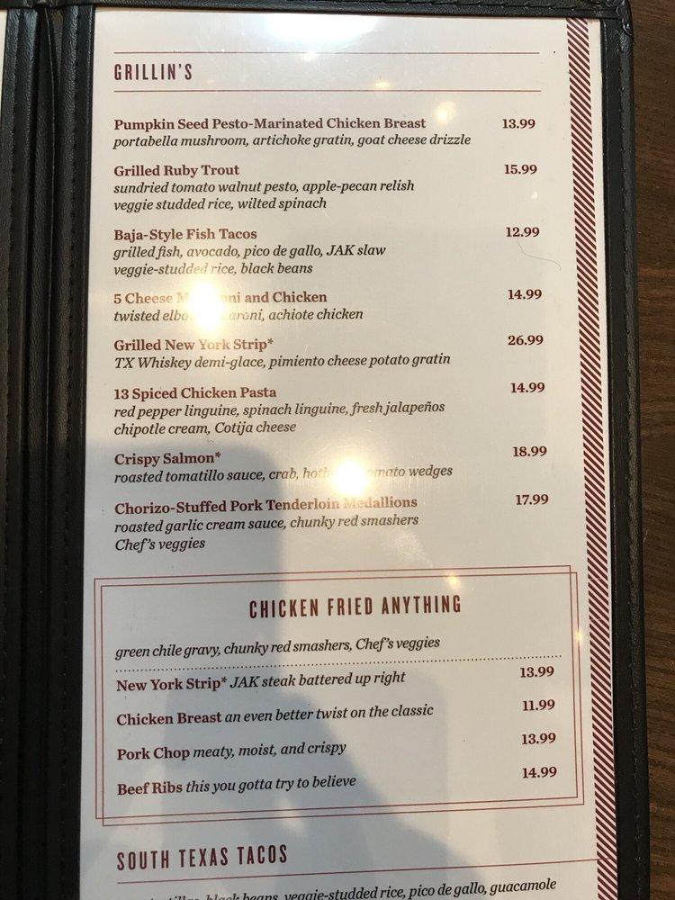 Menu at Jack Allen's Kitchen restaurant, Round Rock, Hoppe Trail