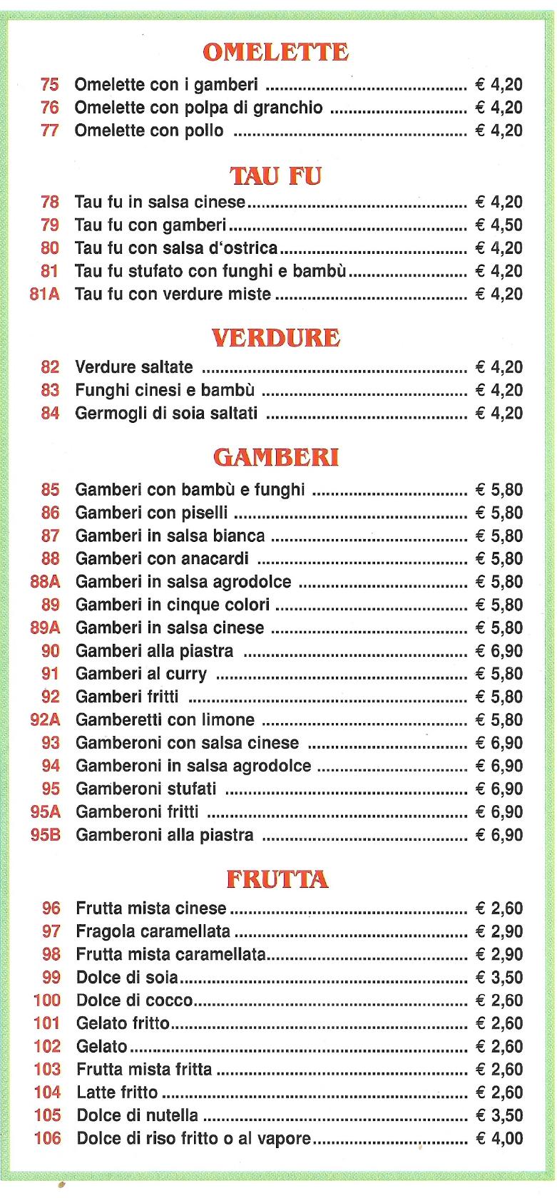 Menu at Ristorante Cinese Nuova Città, Rome, Viale Furio Camillo