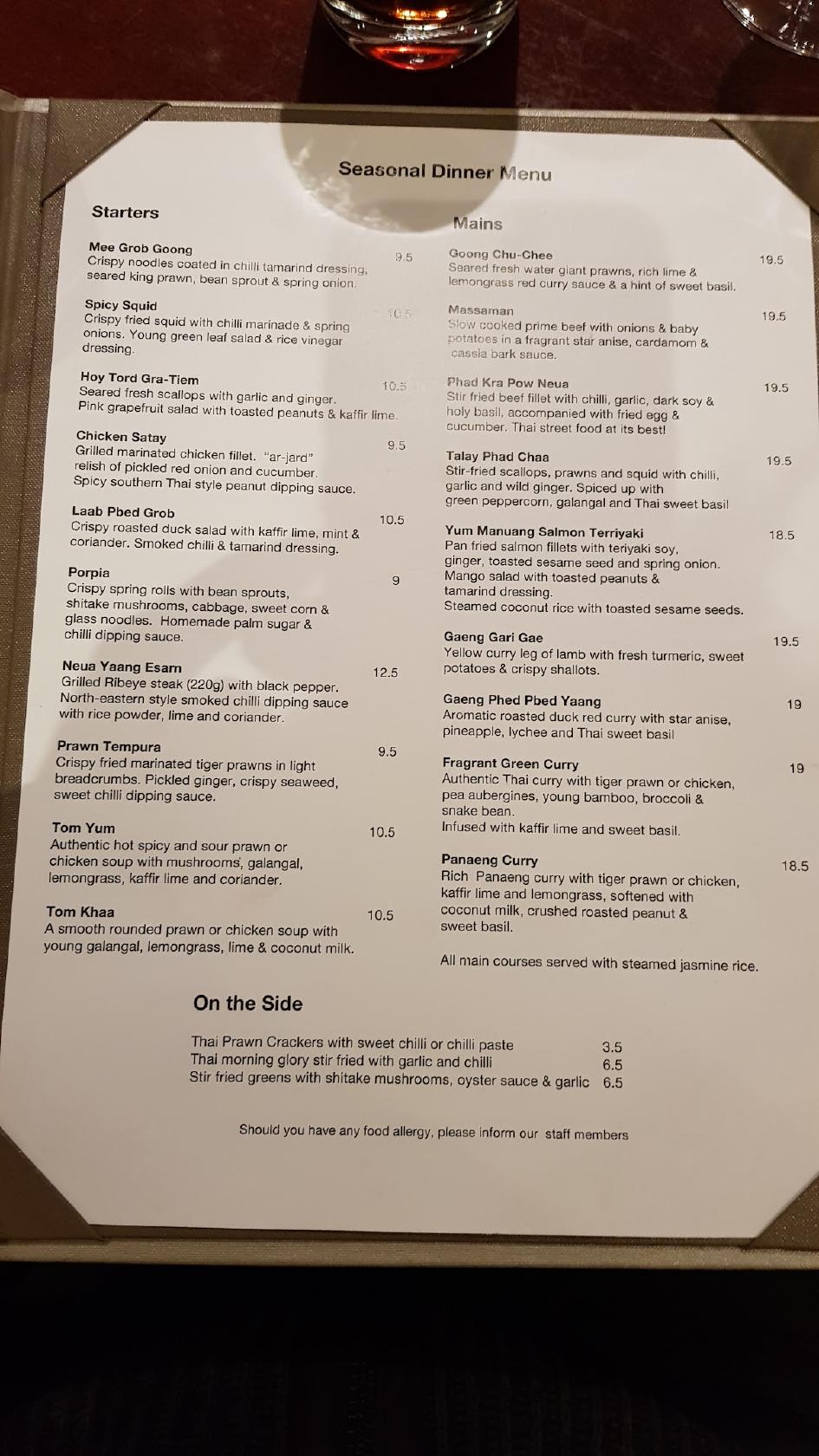 Menu at Thirteen Church Street Thai restaurant take away gin & wine bar ...