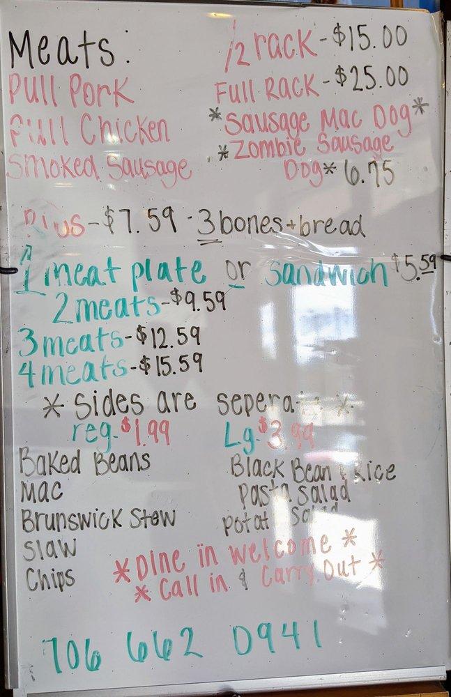 Menu at Zombie Pig BBQ, Columbus