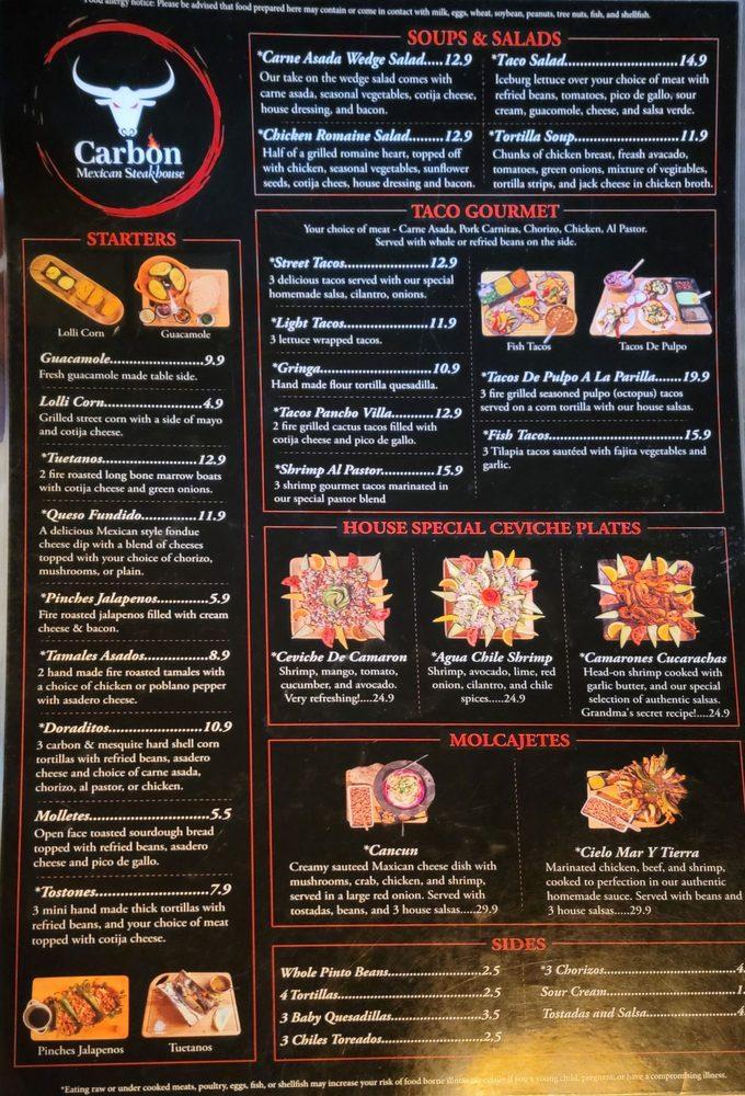 Carta de Carbon Mexican Steakhouse - Port Orchard, Port Orchard