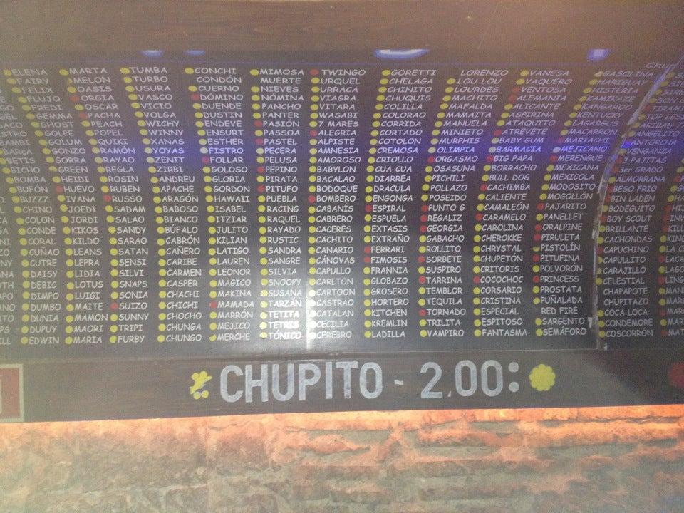 Menu at Espit Chupitos pub & bar, Barcelona, Pg. de Colom