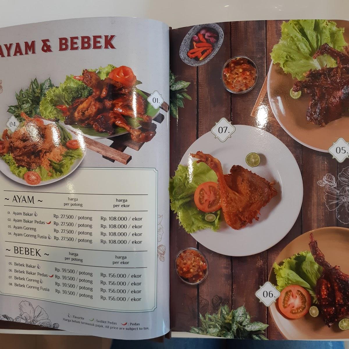 Menu at Fusia Rajanya Nasi Timbel Pakuwon City Mall restaurant, Surabaya