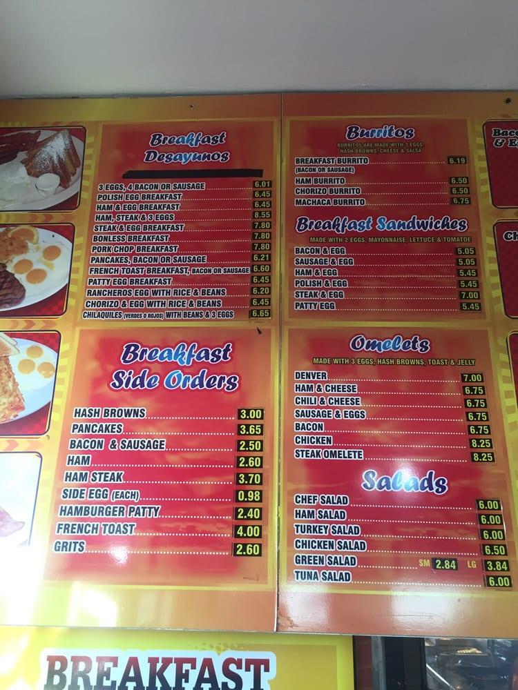 Menu at Golden Ox fast food, Los Angeles, 108 E Florence Ave