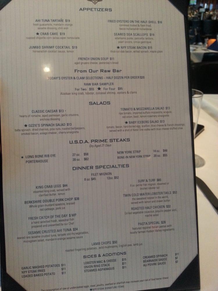 Menu at Lobel’s Carving Station steakhouse, New York City