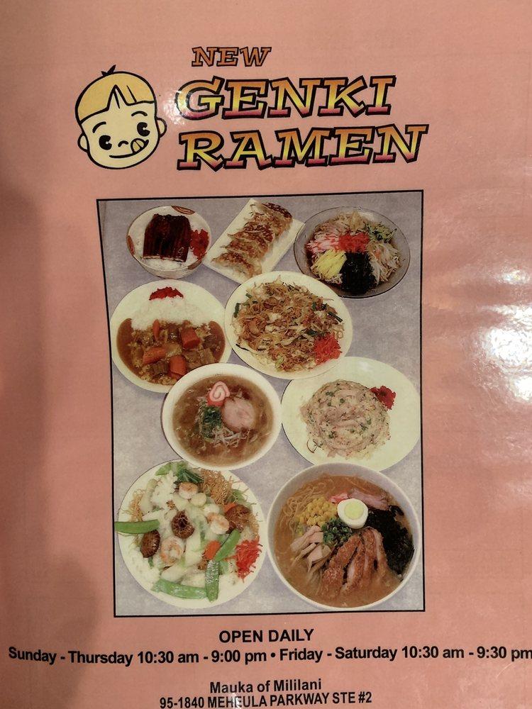 Menu at New Genki Ramen restaurant, Mililani, 95-1249 Meheula Pkwy # 155