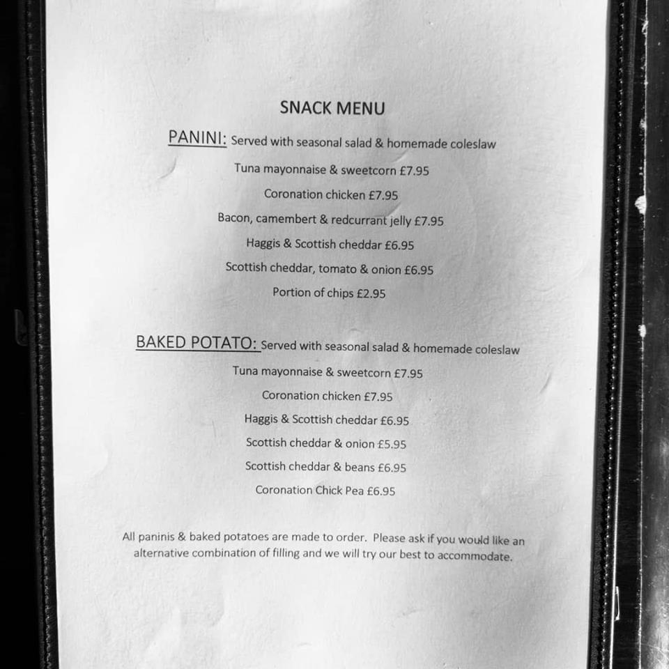 Menu at Black Bull Hotel Duns, Duns