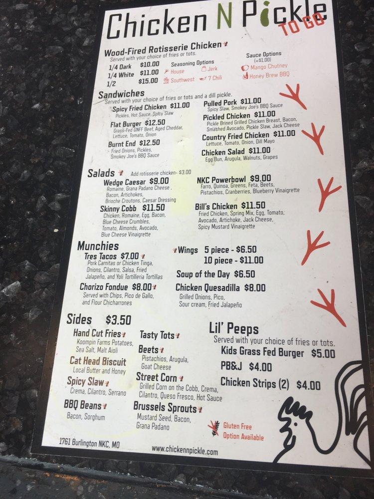 Menu at Chicken N Pickle - Kansas City pub & bar, North Kansas City