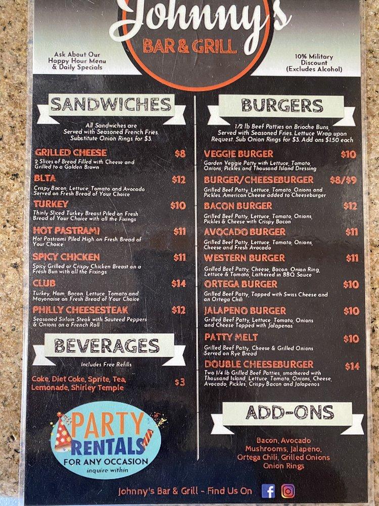 Menu at Johnny's Bar & Grill, Lompoc