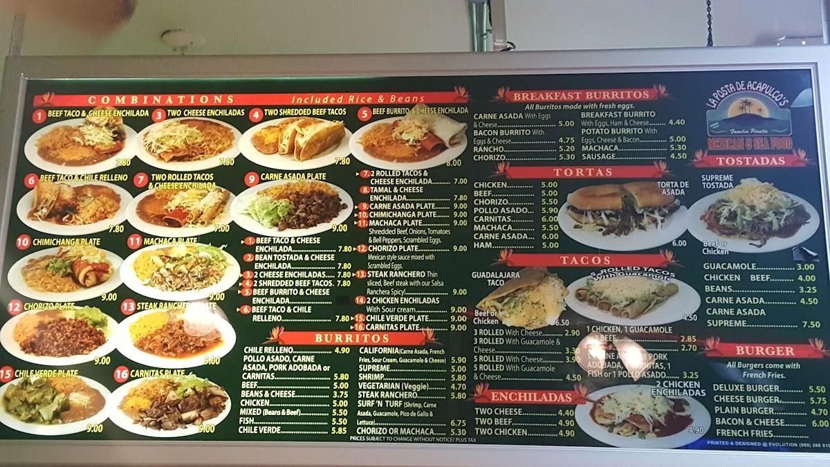 Menu at La Posta De Acapulco restaurant, Spring Valley, Campo Rd