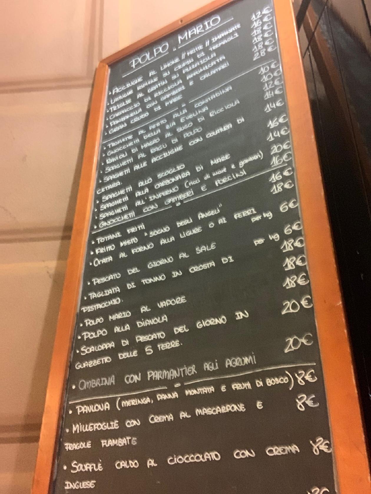 Menu da Polpo Mario ristorante, Sestri Levante
