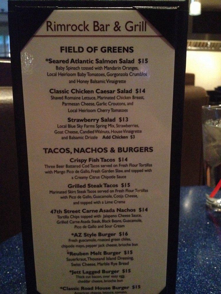 Menu at Rimrock Bar & Grille, Phoenix, 2435 S 47th St