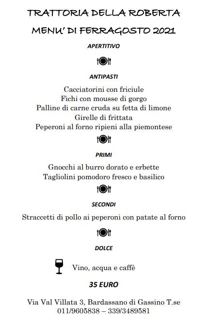 Menu da Trattoria La Roberta pub & bar, Gassino Torinese