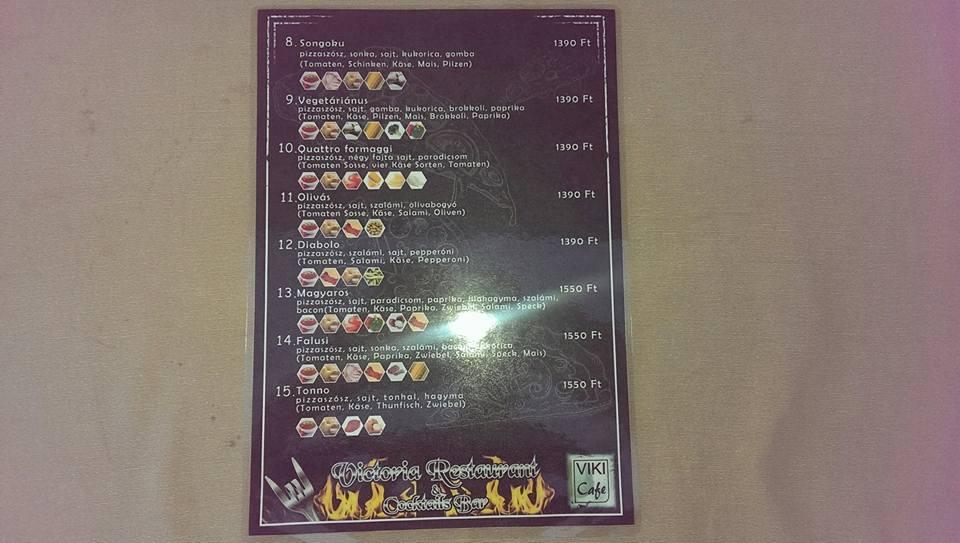 Carta del restaurante Viktória Étterem Gyenesdiás, Gyenesdiás