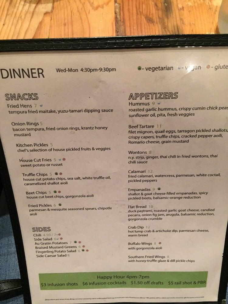 Menu at Cafe Nola, Frederick
