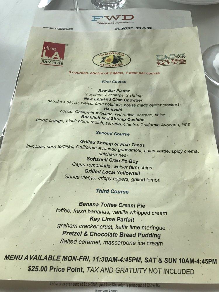 Menu at Fishing With Dynamite pub & bar, Manhattan Beach