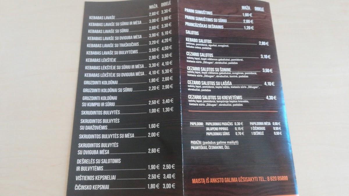 Menu at Biržų Senoji Kebabine, Wok, Sushi restaurant, Biržai