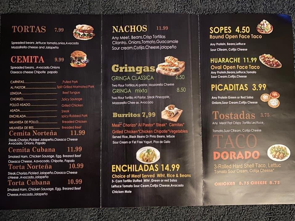 Menu at Taqueria Monarca restaurant, New York City