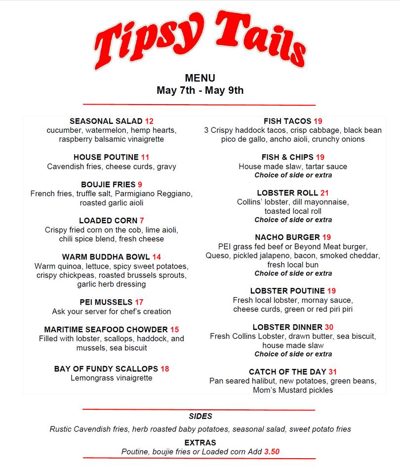 Menu at Tipsy Tails Restaurant, Alma